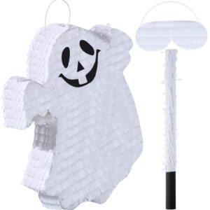 halloween ghost piñata spooky white ghost piñata with stick and blindfold halloween hanging decoration mexican piñata for kids birthday game halloween party supplies