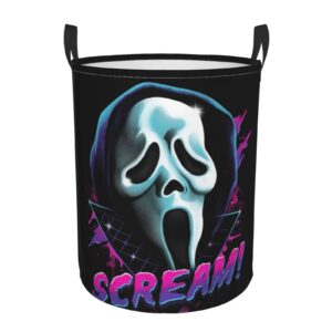 movie scream theme horror dirty clothes laundry hamper durable waterproof polyester laundrys baskets with handle circular foldable storage basket