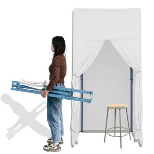 amsxnoo portable clothing store fitting room, mobile foldable changing room dressing room with shading curtain and hook up, temporary locker room for boutiques office mall, installation-free