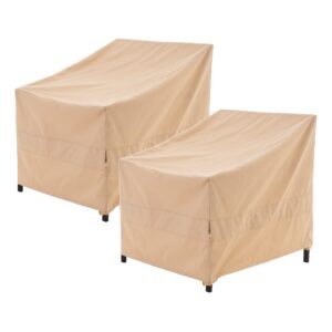 wj-x3 patio chair cover, outdoor lounge cover, heavy duty, waterproof lawn chair covers, 43w x 42d x 42h, beige, 2-pack