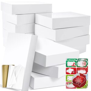 12 white large gift wrap boxes bulik with lids,12 tissue paper and 80 count foil christmas tag stickers for wrapping x-large clothes (shirts, robes, coats, sweaters, jackets) and presents