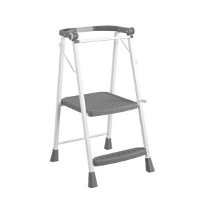 cosco 2-step kitchen stepper™ adult folding step stool, kids folding "helper" (steel/resin)