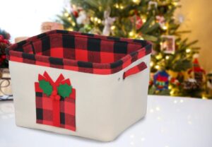 a tisket a tasket christmas gift, christmas decoration storage basket with handle for holiday christmas halloween, christmas surprise pattern large collapsible storage box for living room 13"