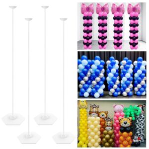 yallove 4 set of 63 inch metal balloon column stand with water weight, internal threaded rod design, stable, reusable, easy to assemble n disassemble, great for wedding, grad, shower party decoration