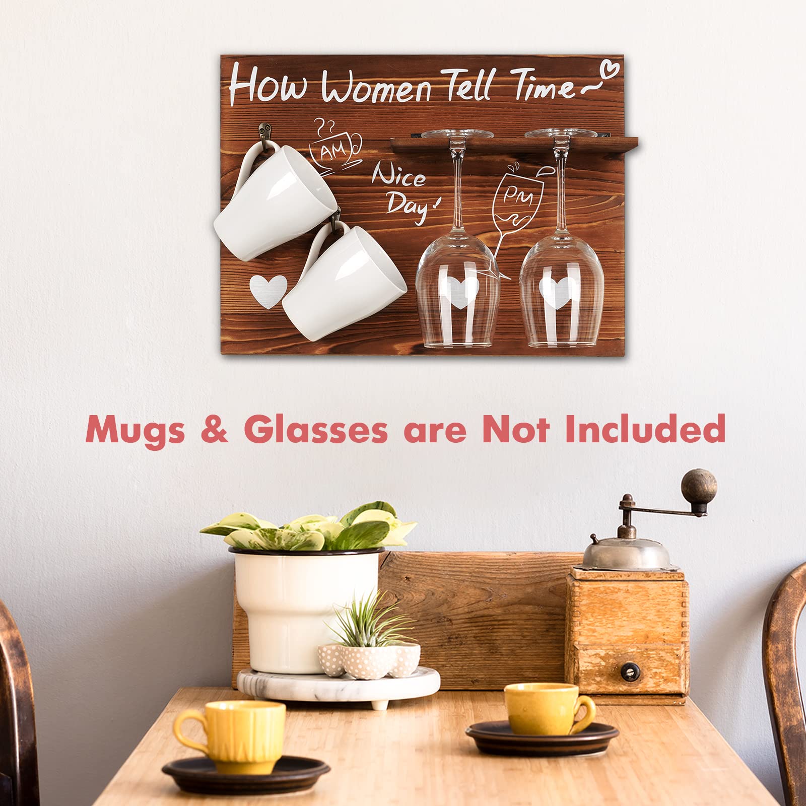 Funistree Nurses Gifts for Women Christmas Birthday Anniversary Graduation, Funny Nurse Retirement Presents, How Nurses Tells Time Before After Patients Mug Rack Wine Glass Holder for Nurses' Day