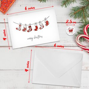 ZICOTO Beautiful Modern Christmas Cards Set of 20 - Incl. Bulk Envelopes, Matching Stickers And Storage Box - Perfect to Send Warm Holiday Wishes to Friends and Family