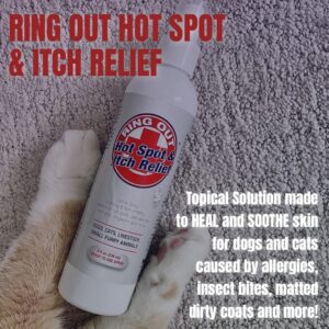 Ring Out - Hot Spot and Itch Relief for Dogs and Cats. Spray for Dog Hotspot, Rash, Dry Skin, Infection, Paws, Itching, Irritation, Allergy, Wound Care (8 oz Spray Bottle)