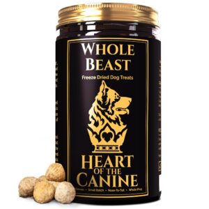 whole beast - organ blend dog treats - skin & coat, digestion, cognitive function, and energy - beef, liver, heart, kidney, bone broth and blood - whole prey - 6oz