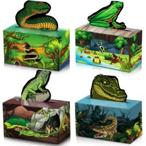 nezyo 24 pcs reptile birthday party supplies snake party decorations lizard frog crocodile boxes for jungle baby shower birthday, 4.8 x 2.4 x 6.3 inch