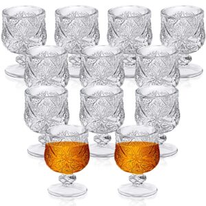 1.75 oz shot glasses set fancy cute shot glasses cordial crystal shot glassware clear embossed glass snifters drinkware for wine sherry vodka cocktail beverage wedding party bar supplies (12 pieces)