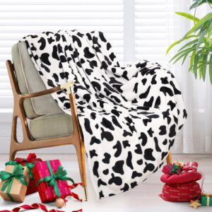 inhand cow print blanket, fuzzy baby girl cow print throw blankets for couch, kids fleece throw blanket, soft warm plush cow toddler blanket for boys, flannel throw blankets for children, 40''x60''