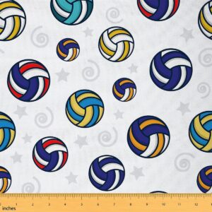 feelyou cartoon volleyball fabric by the yard, volleyball theme illustration fabric for chairs and home diy projects, hand drawn boys and girls decorative waterproof fabric, 1 yard