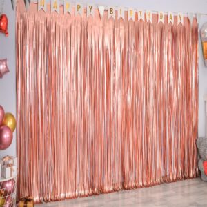 lolstar 4pack valentine's day rose gold engagement party decoration 3.3x6.6ft streamers,rose gold retirement party decorations also perfect for bachelorette bridal shower, 60th 70th birthday decor