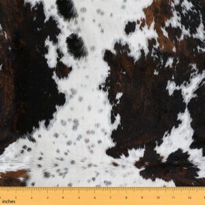 cowhide print girl woman diy fabric by the yard for craft lovers,abstract animal fur rustic farmhouse,decorative diy fabric for upholstery and home accents,2 yard,black white brown,not really cow fur