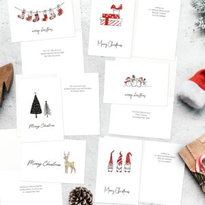 ZICOTO Beautiful Modern Christmas Cards Set of 20 - Incl. Bulk Envelopes, Matching Stickers And Storage Box - Perfect to Send Warm Holiday Wishes to Friends and Family