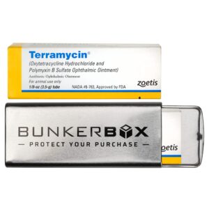 terramycin + bunkerbox |antibiotic eye ointment w/ metal box bundle - 3.5g tube | infection treatment for dogs, kittens, & horses shipped in metal box