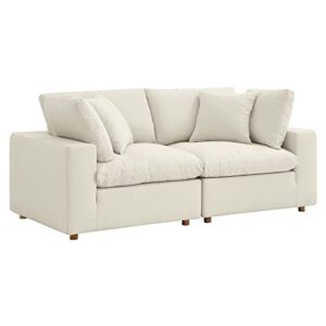 modway commix modular sofa, loveseat sectional, light beige fabric