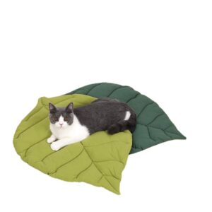 ssdhua cat mattress leaf shape cat nest cat and dog double-sided available floor mat cover pad warm and comfortable cartoon cat bed indoor warm accessories (leaves)