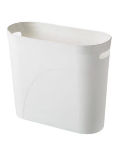 yazees bathroom small trash can, 3 gallon slim plastic, white