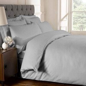 comfort beddings premium duvet cover set with zipper & corner ties 800tc 100% organic cotton 3pc duvet cover set super king size hotel quality quilt cover (superking (98 x 108 inch), silver stripe)