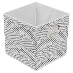 home basics surge non-woven storage bin with handle, white | graphic line pattern on outside | great for personal or office spaces