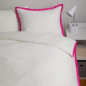 dormify border duvet cover & sham set | includes 1 duvet cover & 1 standard sham | twin/twin xl comforter set | bedding | hot pink & white | supersoft bedding essentials | dorm or bedroom essential