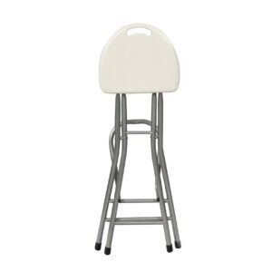 Folding Stools for Adults Portable, 28 inch Collapsible Stool Heavy Duty, Indoor Tall Bar stools with Handle, Plastic Counter Barstool Chair for Kitchen Outdoor Travel-White H72xW31cm(28x12inch)