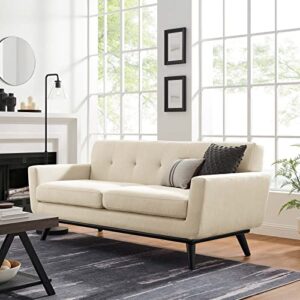 modway engage herringbone fabric loveseat, beige