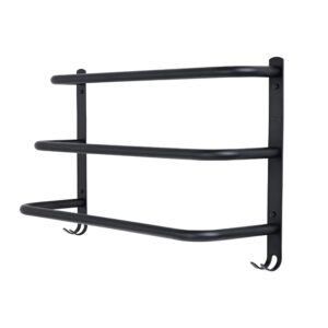 7penn bath towel bar - stainless steel matte black 3-tiered ladder wall mounted bathroom towel rack with hanging hooks