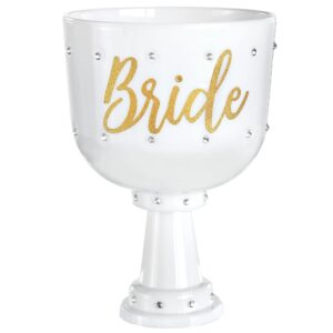 stunning white embellished bride's plastic cup - 26 oz. (1 pc.) - elegant drinkware for bridal showers & bachelorette parties