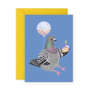 central 23 hilarious birthday cards for him her - men women - 'pigeon party' - bird animal streets - comes with stickers vegan ink