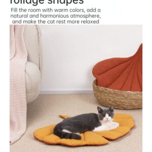 SSDHUA Cat Mattress Leaf Shape Cat Nest Cat and Dog Double-Sided Available Floor Mat Cover Pad Warm and Comfortable Cartoon Cat Bed Indoor Warm Accessories (Leaves)