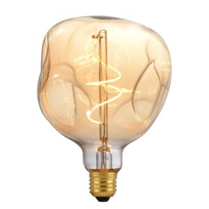 omed s125 oversized led edison bulb large, 5 watt 400 lumens 2200k warm yellow large edison light bulb, amber glass decorative large globe dimmable e26 bulbsfor pendant lighting, 1 pack