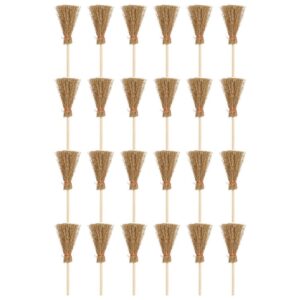 sewroro 25pcs small broom doll house mini broom ornament costume jewelry tiny broom halloween tree ornaments witch craft miniature broomstick mini witch broom pine wood pretend clean child