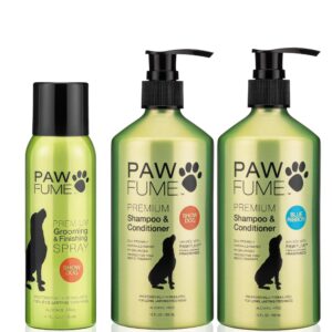 pawfume grooming dog spray (show dog) + dog shampoo and conditioner (show dog) + dog shampoo and conditioner (blue ribbon)