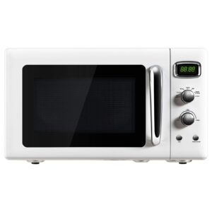 arlime retro microwave, 900w/0.9cu.ft, small countertop microwave w/defrost & auto cooking, led display, pull handle, easy clean stainless steel interior, child lock, etl certification, microwave oven