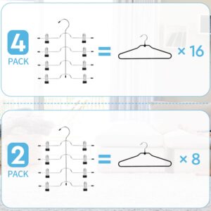 HAODOPSTY 2pcs 4-Tier Skirt Hangers with Clips, Non-Slip Space Saving Pants Hangers, Adjustable Clips & Swivel Hooks, Metal Skirt Hangers for Women