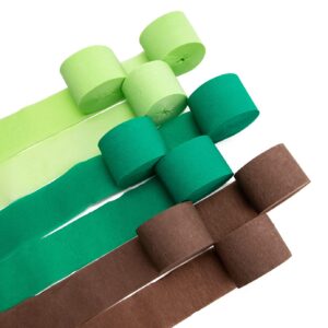 crepe paper streamers 9 rolls 738 ft crepe paper decorations for dinosaur birthday party, natural theme or green party(jungle green combo)