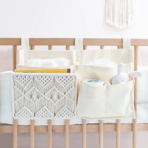 Mkono Set of 2 Bedside Caddy Hanging Organizer and Hanging Laundry Hamper Bag