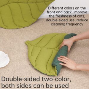 SSDHUA Cat Mattress Leaf Shape Cat Nest Cat and Dog Double-Sided Available Floor Mat Cover Pad Warm and Comfortable Cartoon Cat Bed Indoor Warm Accessories (Leaves)