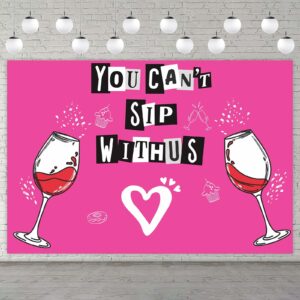 you can’t sip withus happy birthday banner hot rose pink lip theme decorations decor for bridal shower wedding night out hen movie bachelorette party girl woman birthday party favors background ideas