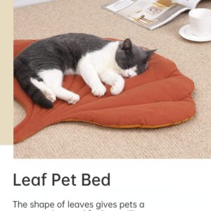 SSDHUA Cat Mattress Leaf Shape Cat Nest Cat and Dog Double-Sided Available Floor Mat Cover Pad Warm and Comfortable Cartoon Cat Bed Indoor Warm Accessories (Leaves)