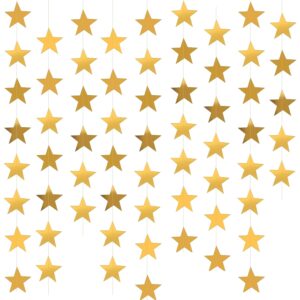 yzurbu gold star garland, 78 feet double side hanging sparkly paper star banner decorations for birthday wedding engagement baby shower christmas holiday party