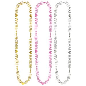 team bride' word beads (pack of 6) - 32" | gorgeous gold, pink, & silver necklaces, perfect accessory for bachelorette parties, bridal showers & weddings