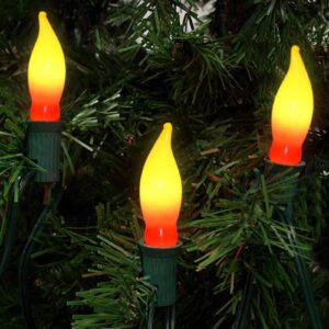 Pallerina Christmas Flame Shape Light Bulbs, Red Yellow Christmas Light Bulbs for Window Candles, Electric Menorah, Night Light Bulbs 7 Watt, 120 Volt E12 Candelabra Bases Flame Light Bulbs- 12 Pack