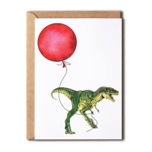 oysterspearl t rex dinosaur birthday card - have a dinomite birthday - funny birthday card - dinosaur card - t-rex card - birthday card of a t rex., 5 x 7 inches