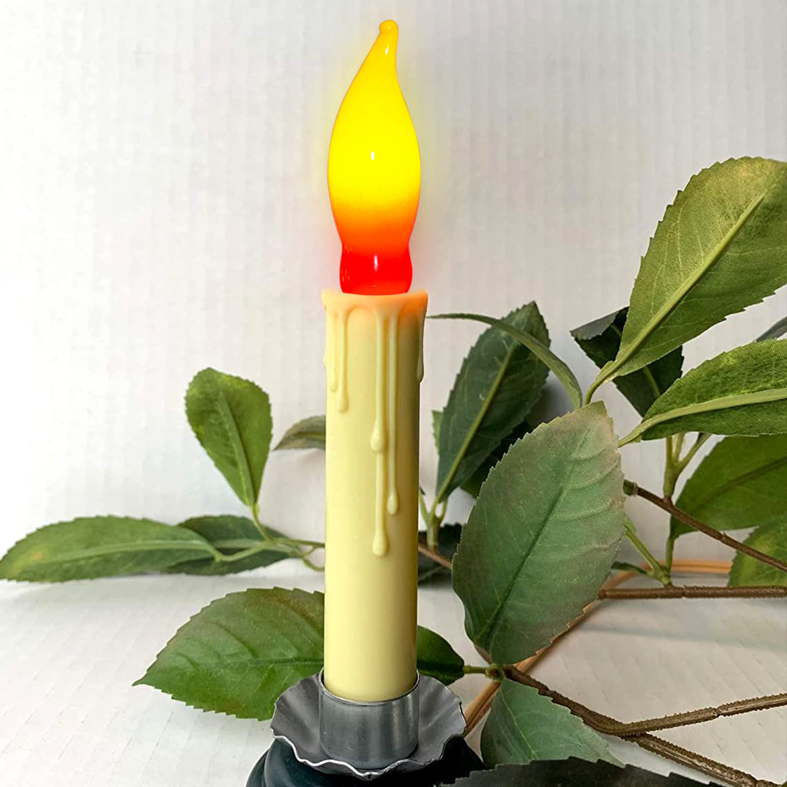 Pallerina Christmas Flame Shape Light Bulbs, Red Yellow Christmas Light Bulbs for Window Candles, Electric Menorah, Night Light Bulbs 7 Watt, 120 Volt E12 Candelabra Bases Flame Light Bulbs- 12 Pack