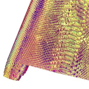 hyang holographic snake embossing gold pu faux leather sheets,very suitable for making diy crafts,handbags leather earrings, bows,sewing etc 1rolls 12"x53" (30cmx135cm)