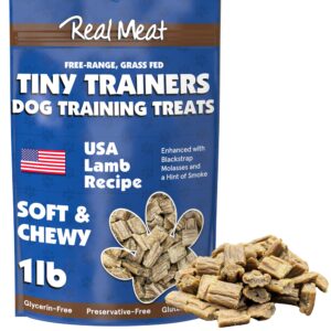 real meat tiny trainer bites dog treats - 1lb of usa-made soft & chewy air-dried lamb training treats for dogs & puppies - all-natural grain-free dog training treats with free-range grass-fed lamb