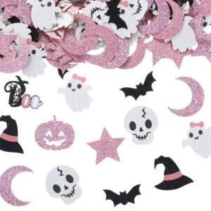 300 pieces halloween confetti halloween party table scatter confetti glitter halloween confetti boo bat ghost pumpkin witch confetti for baby shower birthday table decor supplies (pink)